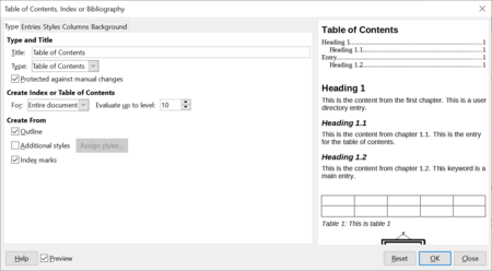 Creating a Table of Contents (TOC) in Writer - The Document Foundation Wiki